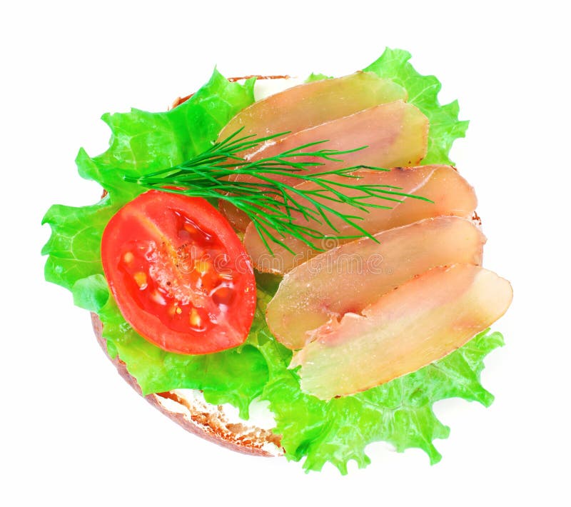 Sandwich with Lettuce, Tomato, Goat Cheese and Boiled Chicken Stock ...