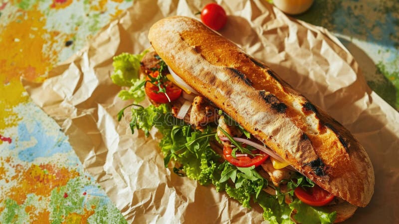 Sandwich Lettuce Tomato Onions Paper Wrapper Stock Photos - Free ...