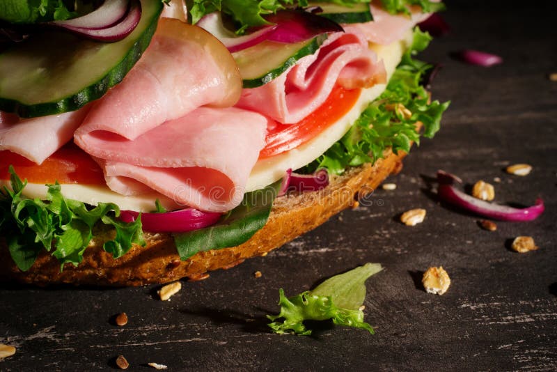 Sandwich macro stock image. Image of fresh, close, dark - 72302721