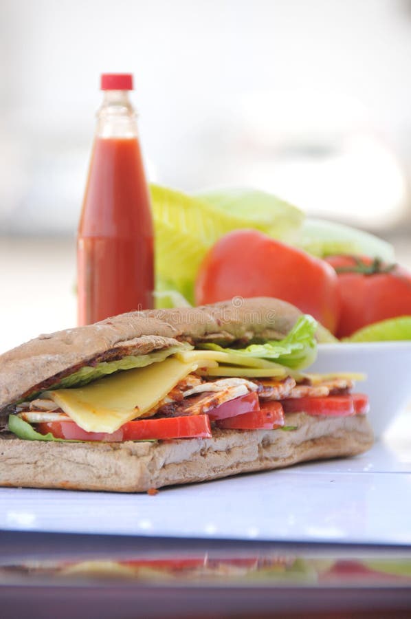 Sandwich Made from Chicken and Vegetables, Fresh Bread Stock Photo ...