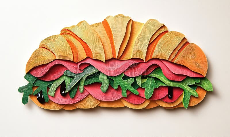 A Sandwich Made of Paper with a Green Leaf on it Stock Photo - Image of ...