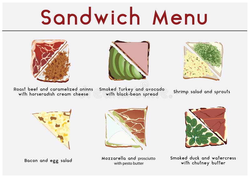 Sandwich Menu stock vector. Illustration of orange, peanut - 50244966