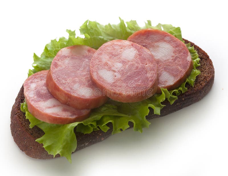 Sandwich Met Gerookte Worst Stock Afbeelding - Image of voedsel, brood ...