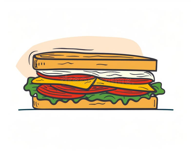 Sandwich Outline Modern Illustration. Editable Strokes. Continuous ...