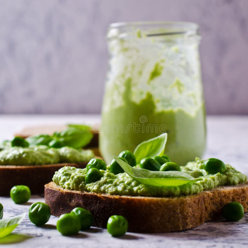 Sandwich with pea puree stock image. Image of meal, antipasti - 69733103