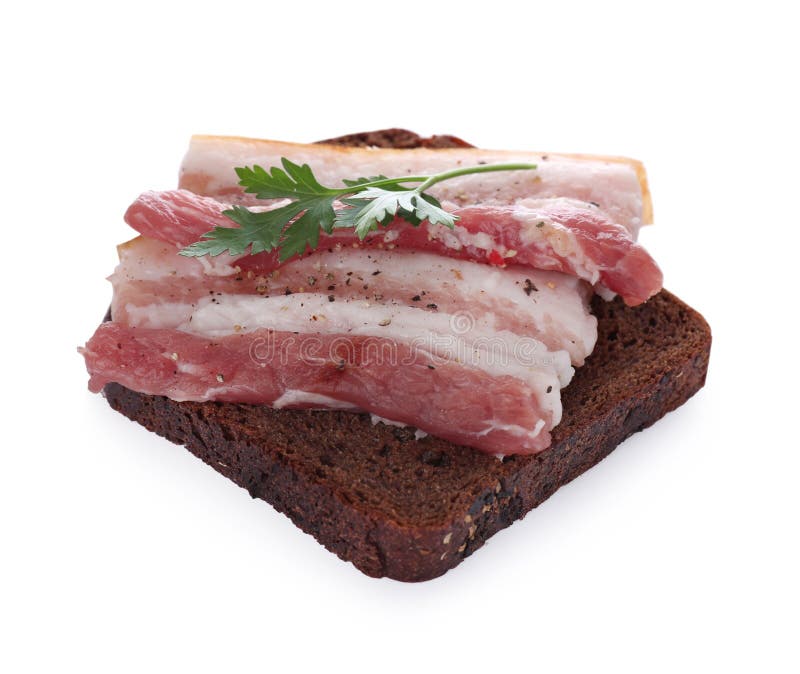 Sandwich with Pork Fatback Isolated on White Stock Image - Image of ...