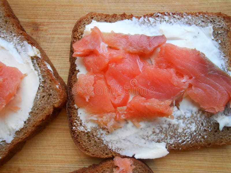 Sandwich with Red Fish Bread and Butter. Stock Image - Image of ...