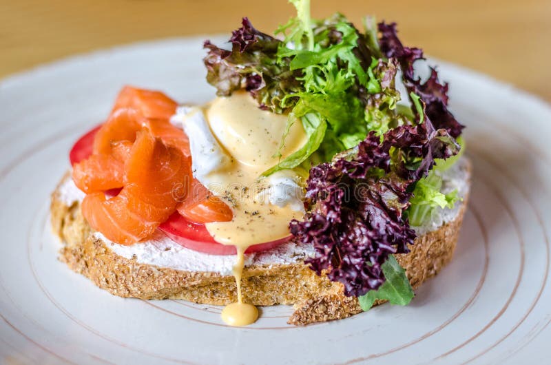 Sandwich with Red Fish Cheese and Herbs Stock Image - Image of dishes ...