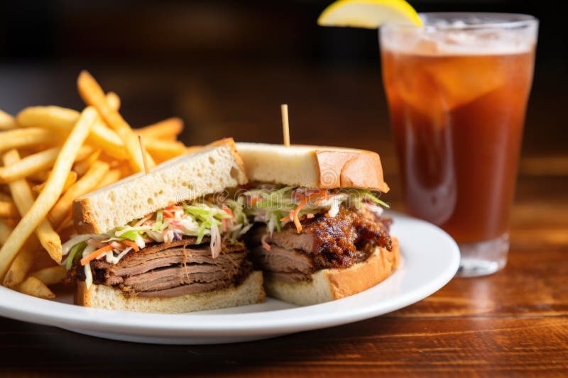 Sandwich on Rye with Coleslaw and Cold Drink Stock Photo - Image of ...