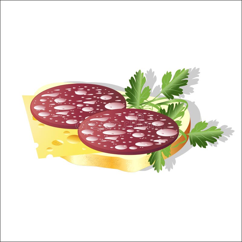 Sandwich with a Salami and Cheese. Stock Vector - Illustration of ...