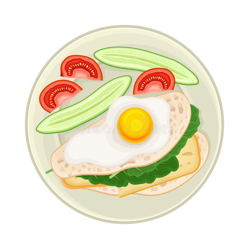 Fried Egg In Plate Drawing