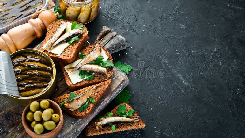 Sandwich with a sprat stock image. Image of sprat, snack - 18332843