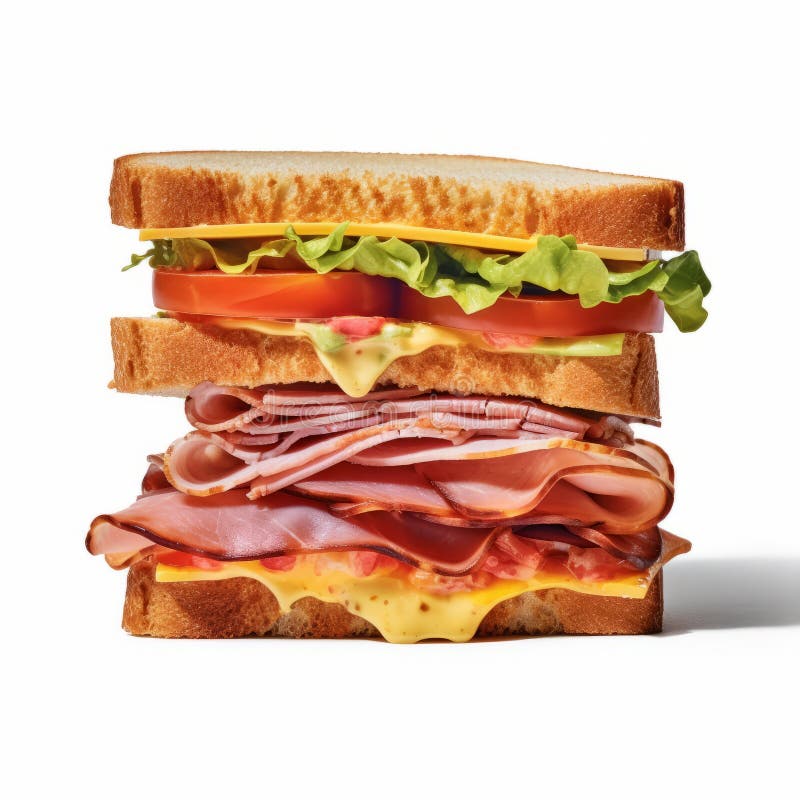 Hyperrealism Photography: Ham and Cheese Sliced Sandwich on White ...