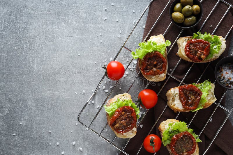 Sandwich with Sun-dried Tomato - Tasty Snack Concept Stock Photo ...