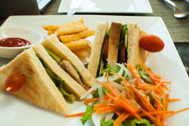 Sandwich on table stock image. Image of products, ketchup - 55858647