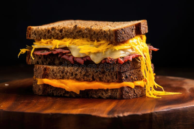 Sandwich of Thin-sliced Roast Beef and Cheddar on Dark Rye Stock Image ...