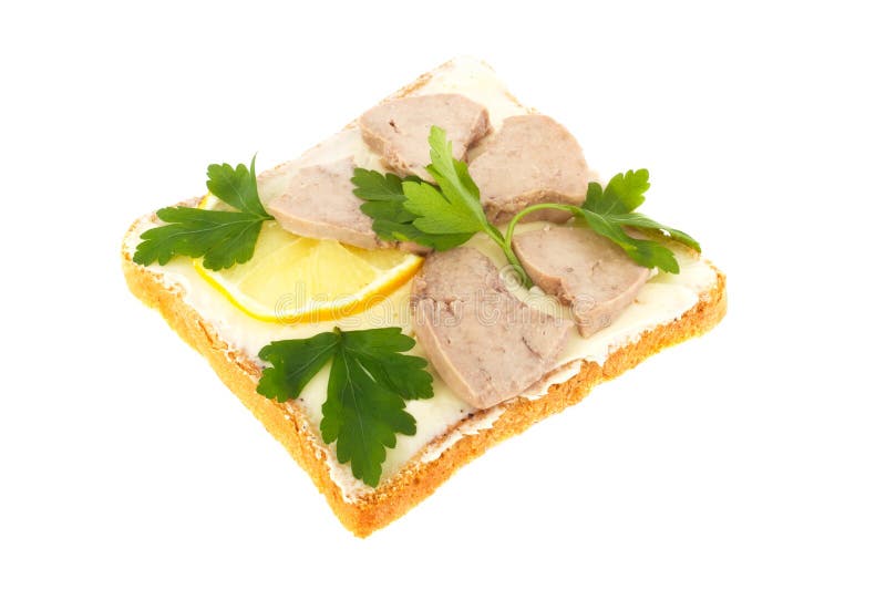 Sandwich Toast,cod Liver, Slices of Lemon and Pars Stock Image - Image ...