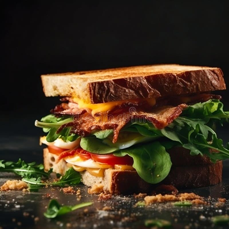 Sandwich Toast with Ingredients. Generative AI Stock Illustration ...
