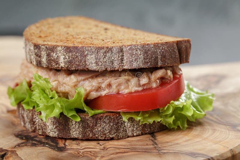 Sandwich With Tuna And Vegetables On Rye Bread Stock Image Image Of
