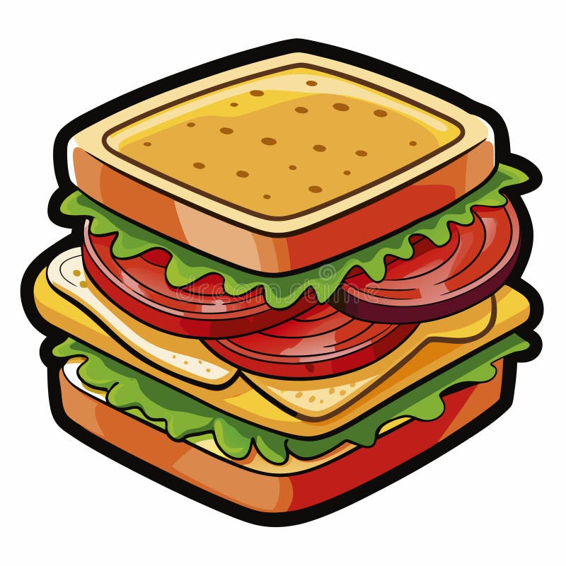 Sandwich Vector Illustration Stock Vector - Illustration of white ...