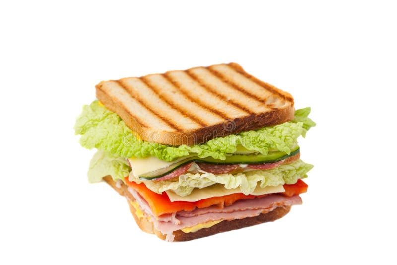 Sandwich on a White Background Stock Image - Image of snack, isolated ...