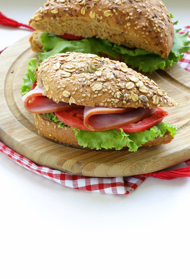 Sandwich of Wholemeal Bread with Ham Stock Photo - Image of baguette ...
