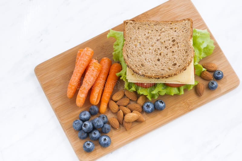 Sandwich with of Wholemeal Bread on the School Lunch, Top View Stock ...