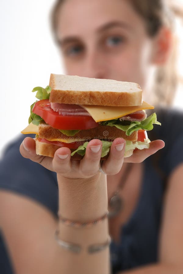 Sandwich in woman hand stock photo. Image of rolls, macro - 9728712