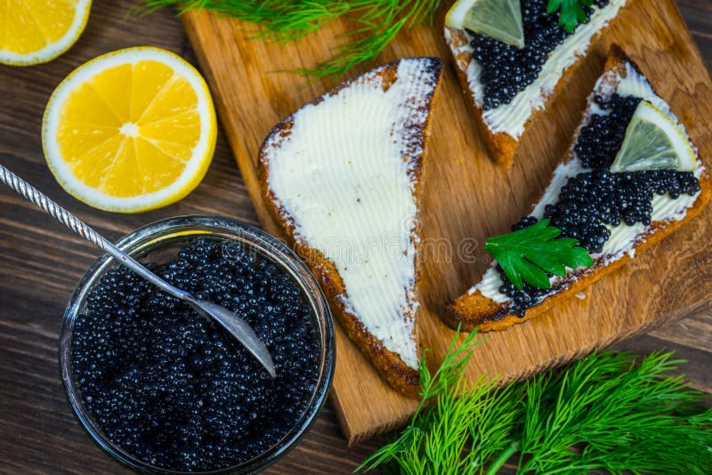 Sandwiches with Caviar. Preparation of Sandwiches Stock Photo - Image ...