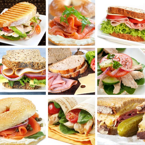 Sandwiches Collage stock image. Image of sandwich, bagel - 10063183