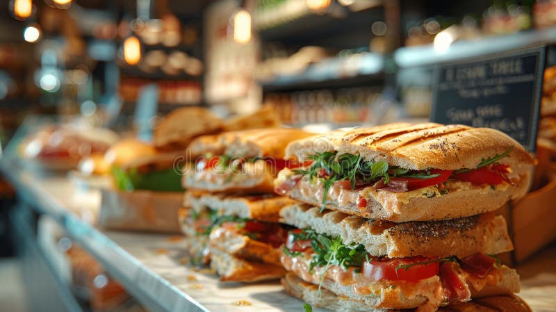 Sandwiches in a Deli Display. Stock Photo - Image of display, dining ...