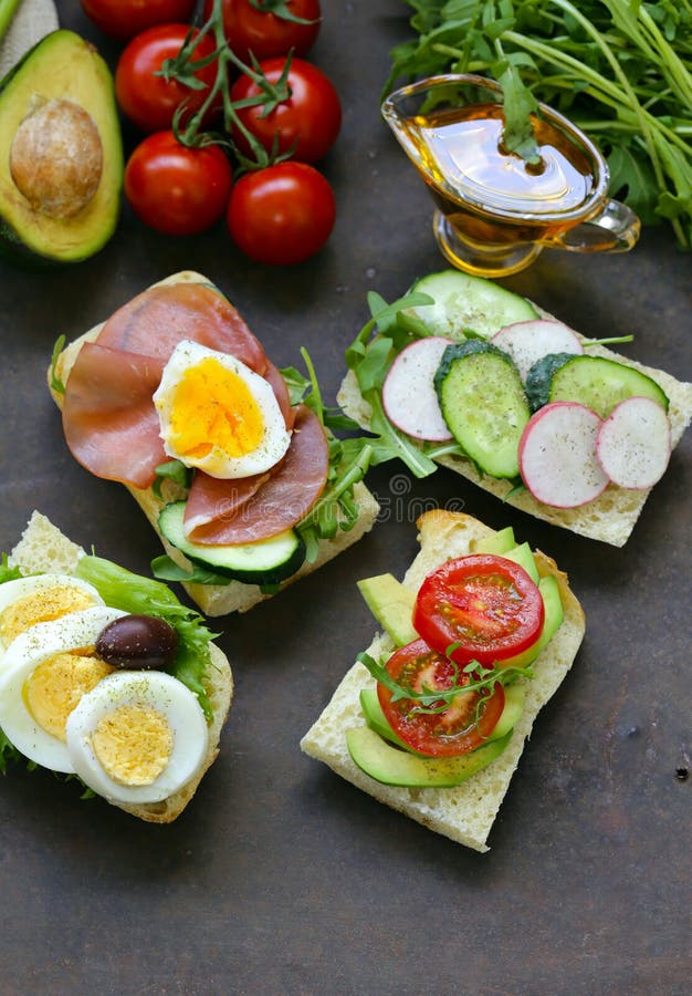 Sandwiches with Different Fillings Stock Photo - Image of fillings ...