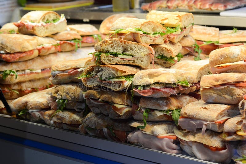 Sandwiches on display stock photo. Image of display, outside - 58852938