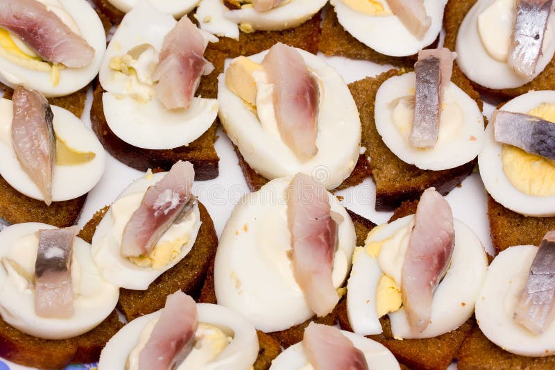 Sandwiches with Egg and Fish Stock Image - Image of seafood ...