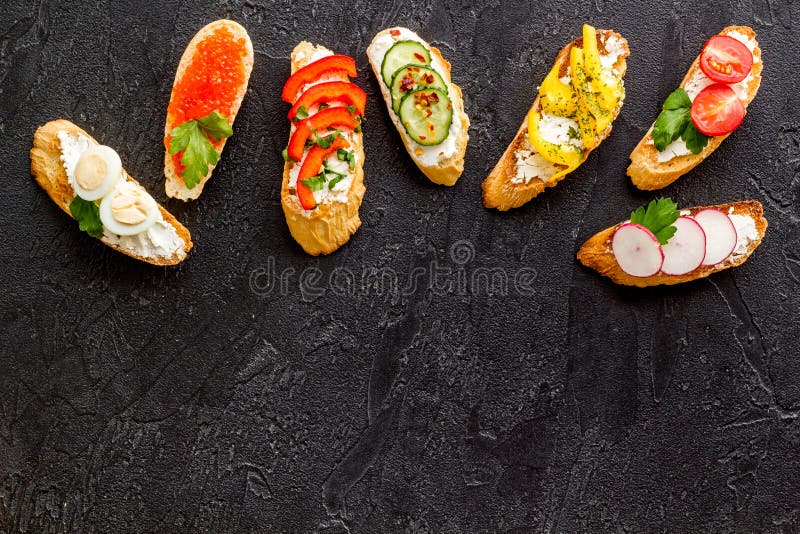 Sandwiches Frame for Menu Design on Black Background Top-down Copy ...