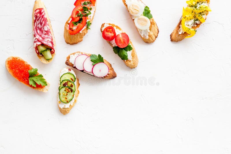 Sandwiches Frame for Menu Design on Blue Background Top-down Copy Space ...