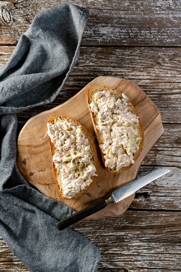 Sandwiches with Fresh Homemade Tuna Fish Paste Stock Image - Image of ...