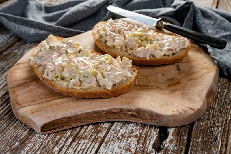 Sandwiches with Fresh Homemade Tuna Fish Paste Stock Image - Image of ...