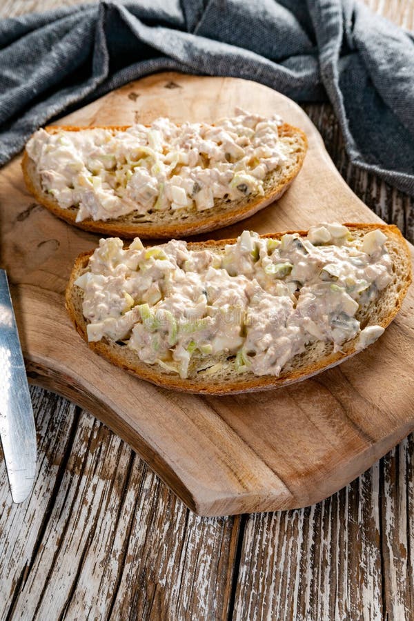 Sandwiches with Fresh Homemade Tuna Fish Paste Stock Image - Image of ...