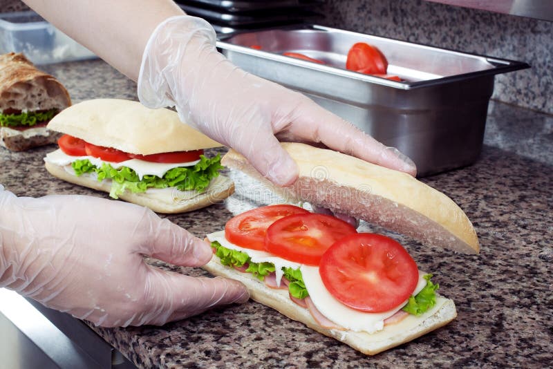 Sandwiches preparation. stock photo. Image of easy, electric - 34950388