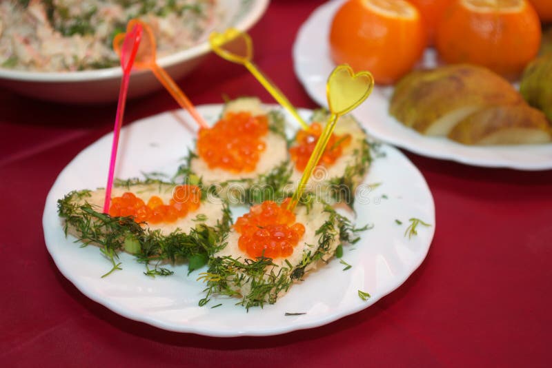 Sandwiches with red roe stock photo. Image of restaurant - 13315862