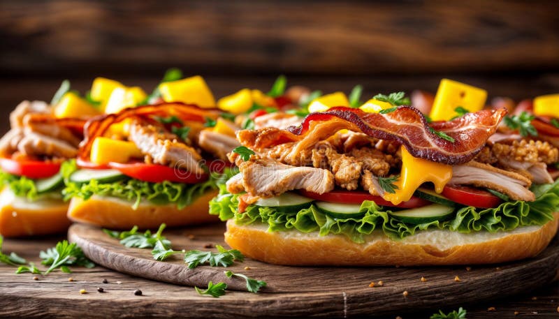 Sandwiches Set. Close-up of Sandwiches with Different Fillings Stock ...