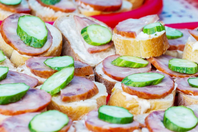 Sandwiches on the Table. Meals for Breakfast or Supper_ Stock Photo ...