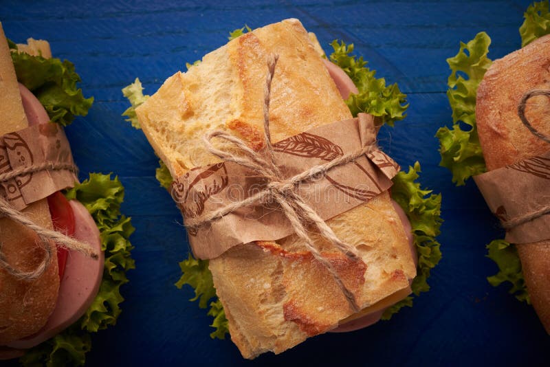 Sandwiches on the table stock photo. Image of salad, long - 79132320