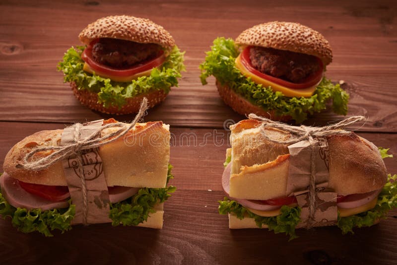 Sandwiches on the table stock photo. Image of tomato - 79132452