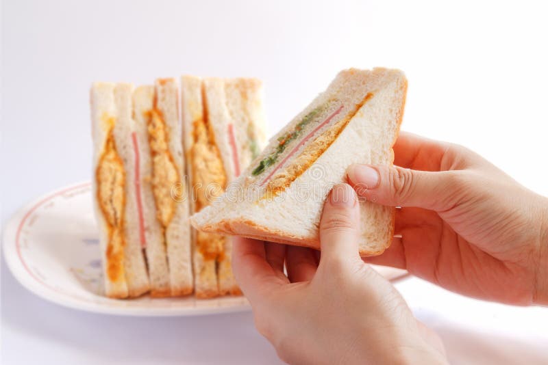 Sandwiches in the Woman S Hand. Stock Image - Image of delicious ...