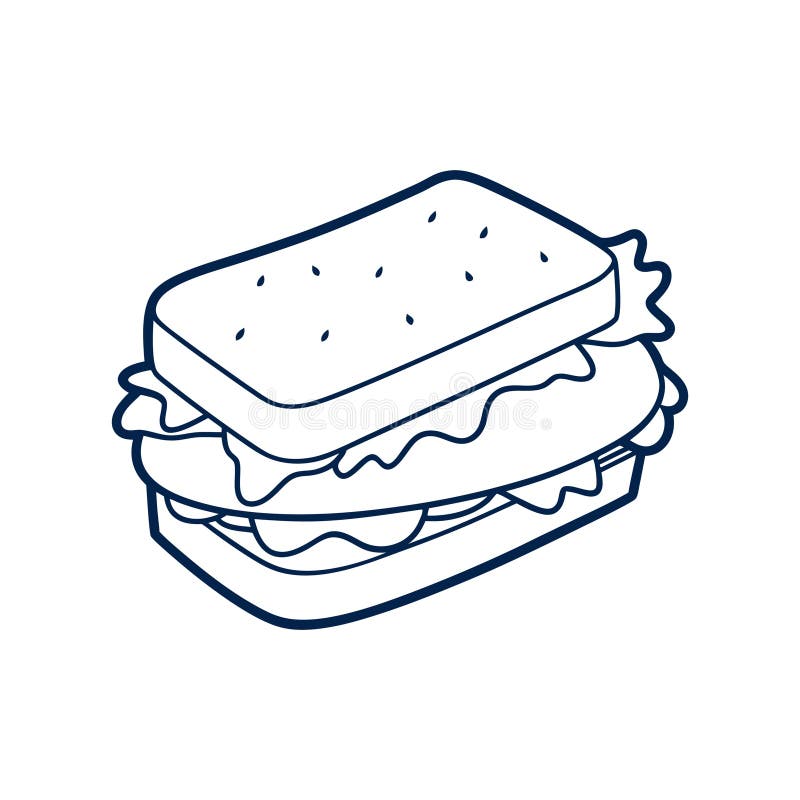 Celebrate the Beauty of Sandwiches through Elegant Line Art Stock ...