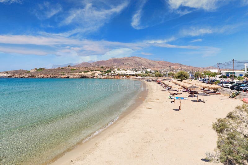The Sandy Beach Agathopes in Syros, Greece Stock Photo - Image of ...
