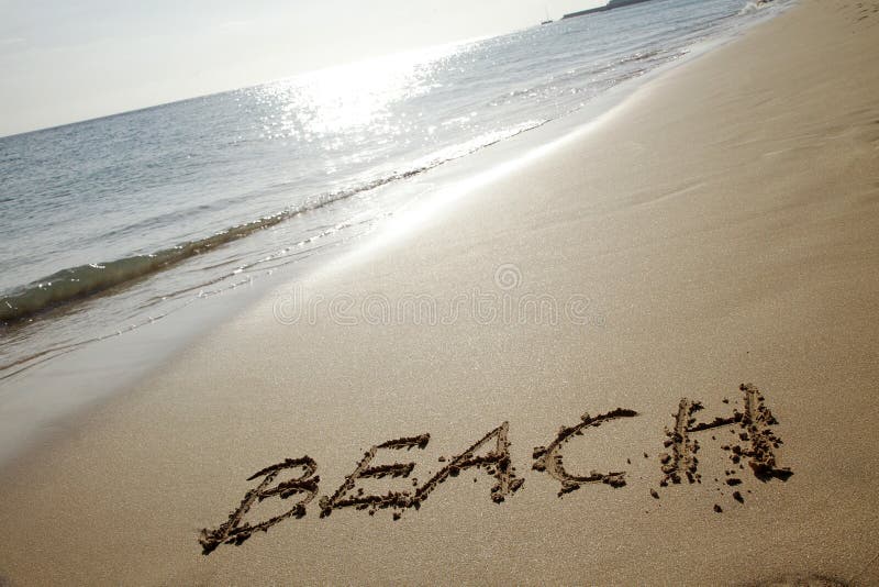 Sandy Beach with Bar Sign Beach Stock Photo - Image of shore, holiday ...
