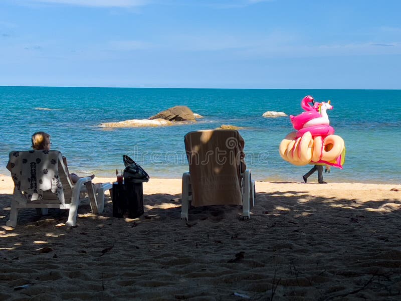 Sandy Beach of a Blue Seashore Stock Photo - Image of travel, coast ...